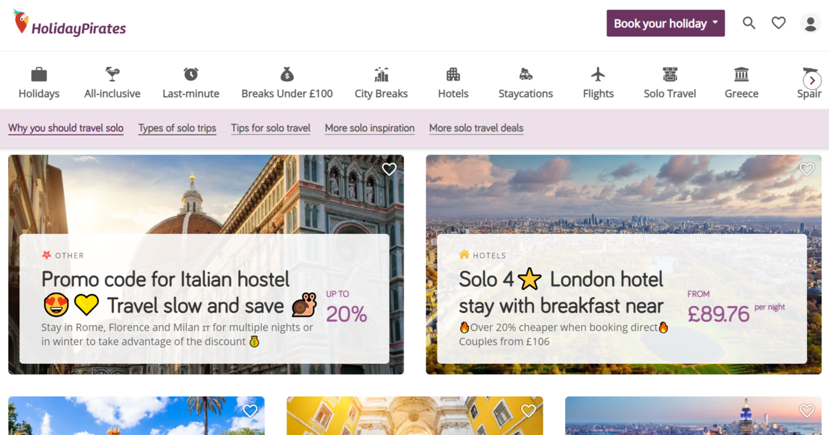 HolidayPirates launches solo travel section... | Travolution